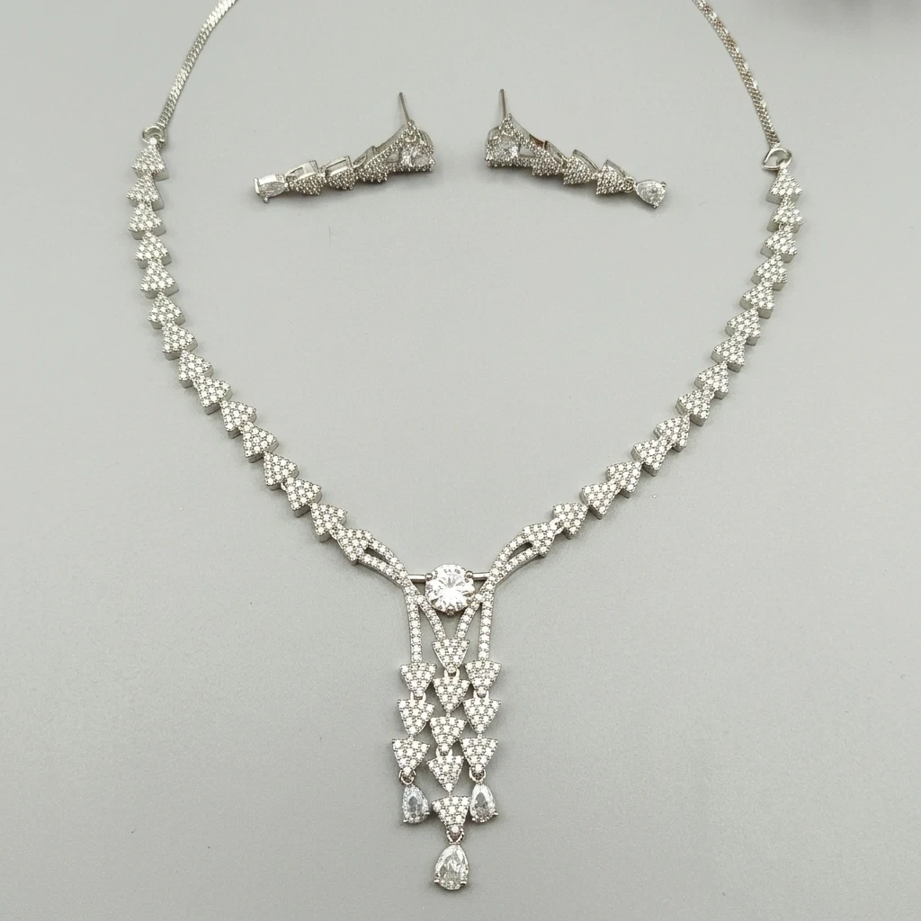 Celeste Cascade American Diamond Necklace Set Luxury Statement ...